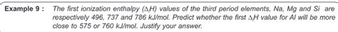 Example 9 The First Ionization Enthalpy Δ H Values Of The Third Perio