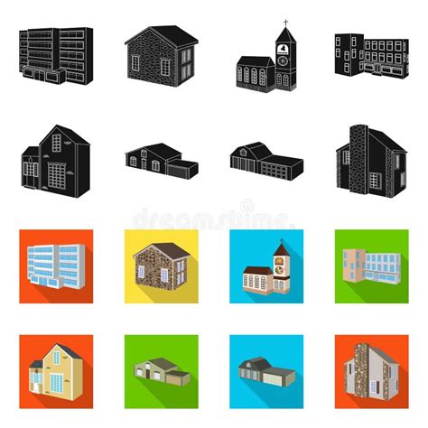 Isolated Object Of Facade And Housing Sign Set Of Facade And Infrastructure Stock Symbol For
