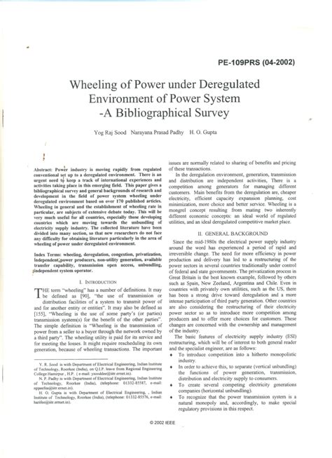 Pdf Wheeling Of Power Under Deregulated Environment Of Power System