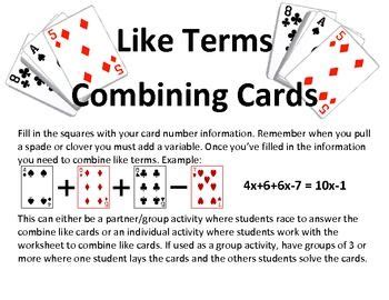 Combining Like Terms Fun Group Activity Artofit