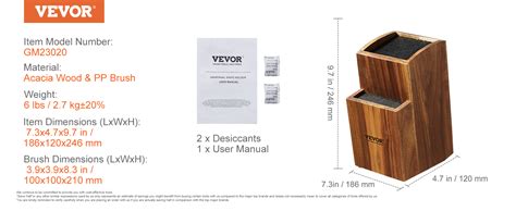 VEVOR Universal Knife Holder Acacia Wood Knife Block Without Knives Two Tier Knife Storage