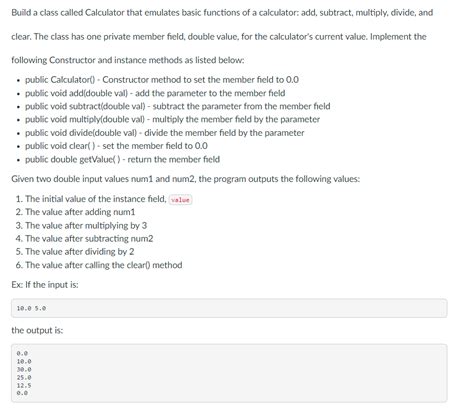 Solved Build A Class Called Calculator That Emulates Basic