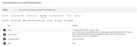 How To Embed A Video Player When Posting A Message With Yammer Api
