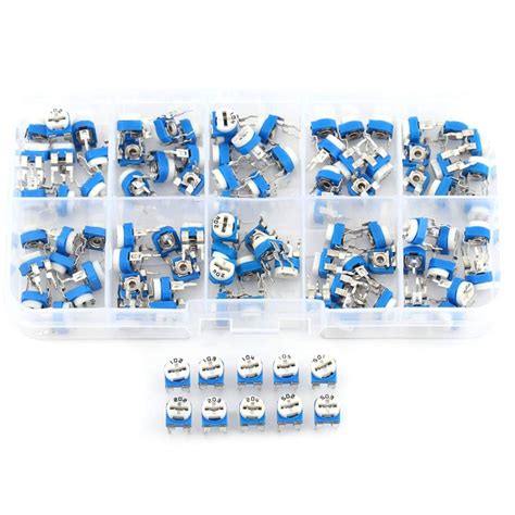 Buy 100pcs Variable Resistor 10 Value 500ohm 1mt Ohm Thin Film
