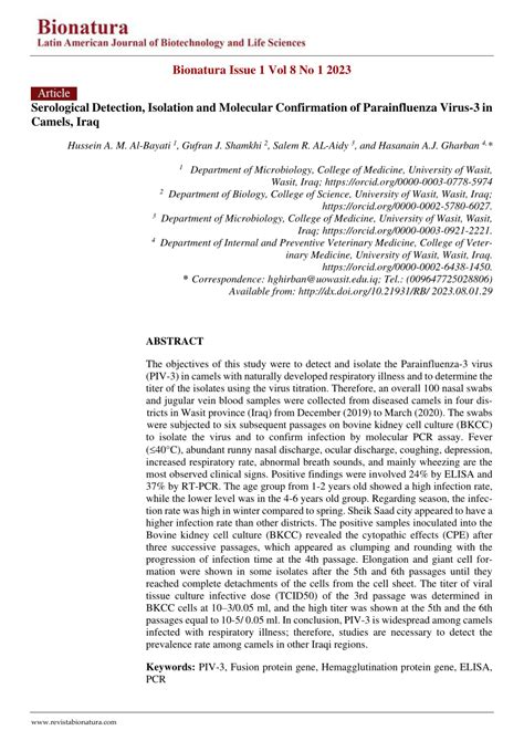 Pdf Serological Detection Isolation And Molecular Confirmation Of