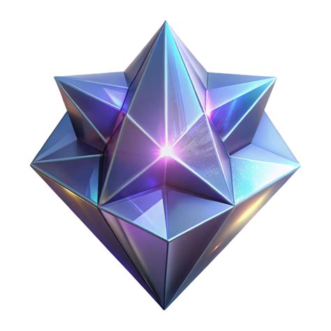 Iridescent Geometric Crystal A Stunning 3d Depiction Of An Iridescent Geometric Crystal