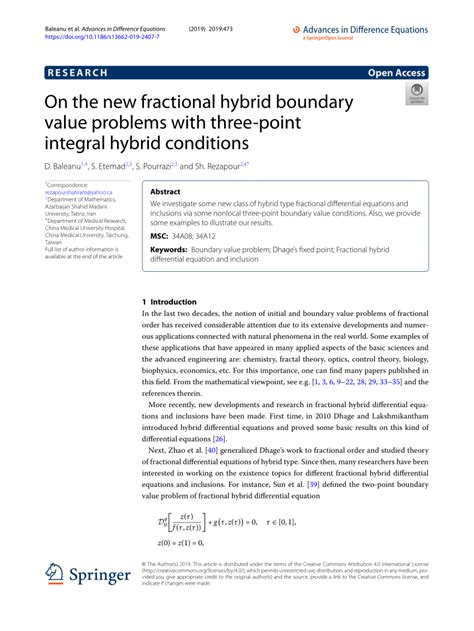 Pdf On The New Fractional Hybrid Boundary Value Problems With Three Point Integral Hybrid