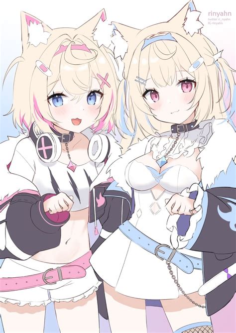 Mococo Abyssgard And Fuwawa Abyssgard Hololive And 1 More Drawn By Ri