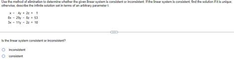 solved use the method of elimination to determine whether