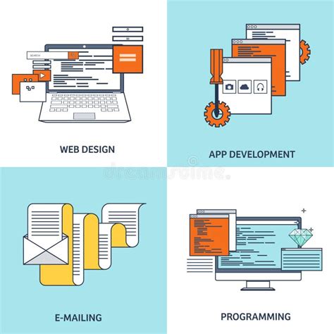 Vector Illustration Flat Background Coding Programming Seo Search