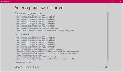 BUG REPORT Exception Occurs If You Already Have Custom Outfits Installed Before Unlocking