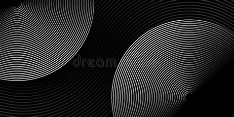 Abstract Black Background With Circle Lines Pattern Stock Illustration