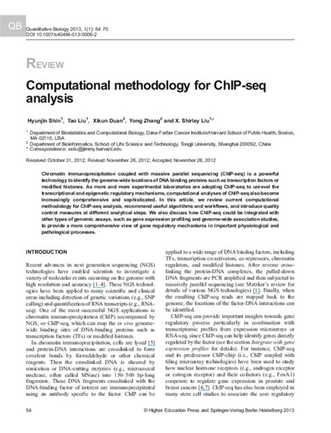 Pdf Computational Methodology For Chip Seq Analysis