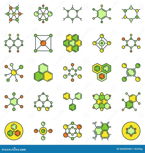 Chemical Formula Colored Icons Chemistry Molecule Vector Signs Stock Illustration