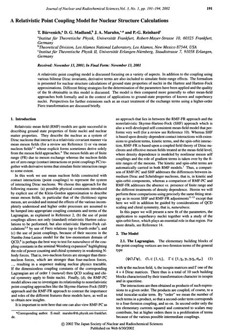 Pdf A Relativistic Point Coupling Model For Nuclear Structure Calculations