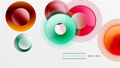 부드러운 그라디언트와 투명도 효과가 있는 겹치는 원의 추상적인 구성 깊이를 강조하는 깔끔하고 모던한 디자인 대칭 미니멀한 미학 곡선에 대한 스톡 벡터 아트 및 기타 이미지