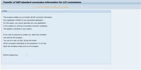 CACS EURO FIRST STEP SAP Tcode Transf Conversion Info To Gen Appl Transaction Code