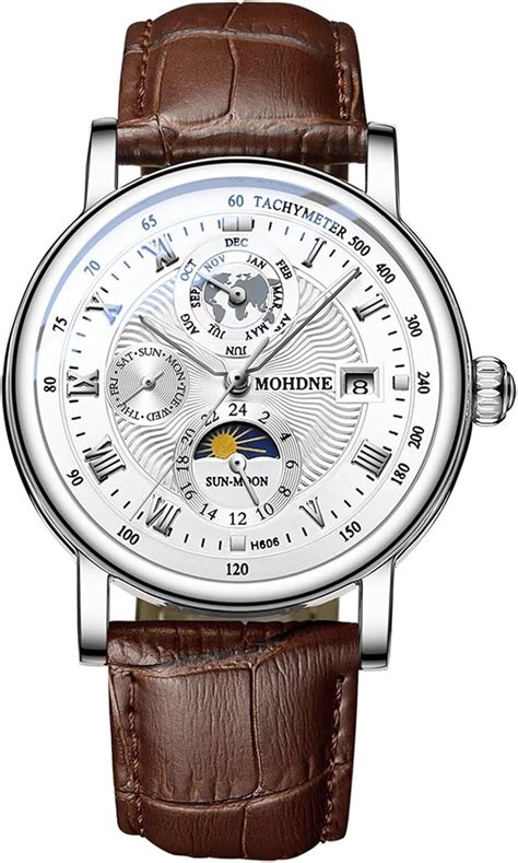 Forsining Montre Pour Hommes Phase De Lune Remontage Automatique Montre Bracelet En Cuir Fashion