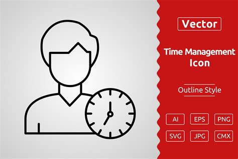 Vector Time Management Outline Icon Graphic By Muhammad Atiq · Creative