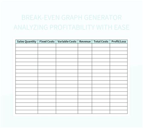 Free Break Even Graph Templates For Google Sheets And Microsoft Excel Slidesdocs