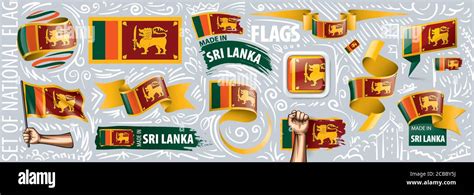 Vector Set Of The National Flag Of Sri Lanka In Various Creative