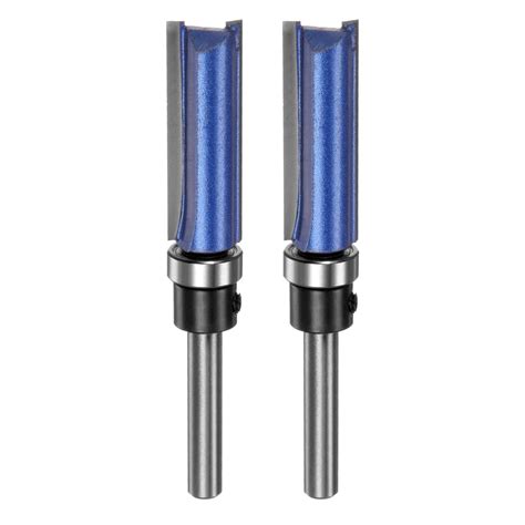 Uxcell 2pcs Pattern Flush Trim Router Bit 1 1 2 Cutting Length For Trimming Silver Blue