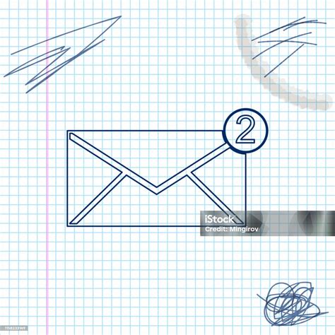 흰색 배경에 격리된 봉투 선 스케치 아이콘입니다 수신된 메시지 개념입니다 새로운 이메일 수신 메시지 Sms 메일 편 배송 서비스 벡터 일러스트레이션 개념에 대한 스톡 벡터
