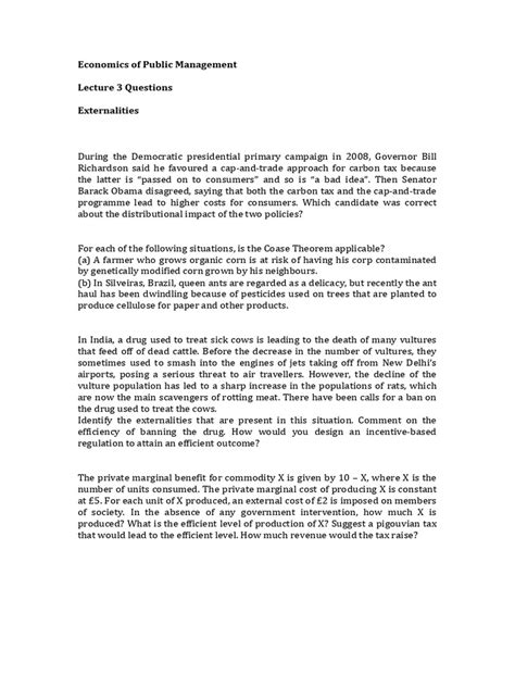 Lecture 3 Externalities Questions Pdf Externality Economies