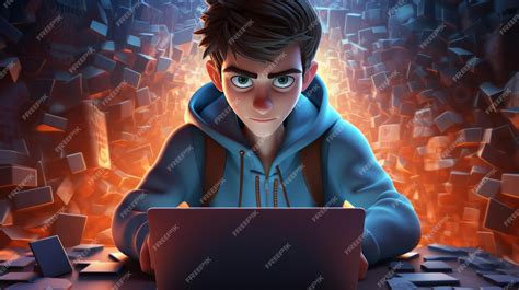 Cyberbullying Hacker June 21 Cartoon 3d Generative Ai Premium Ai Generated Image