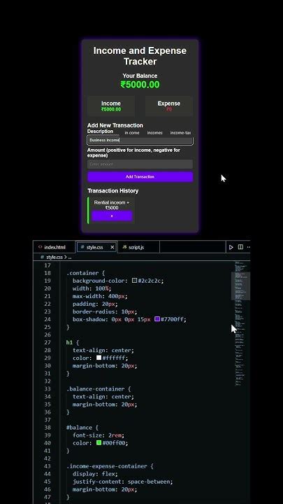 Expense Tracker Using Html Css And Javascript Shorts Coding
