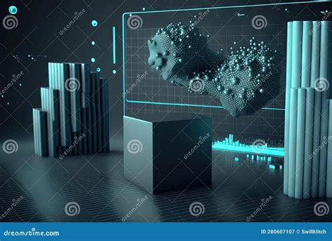 Abstract Data Graph Concept With Data Clusters And Particles Digital Sorting And Management