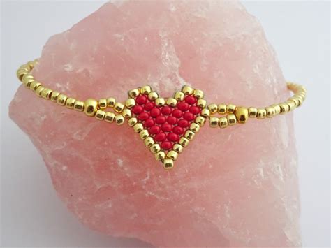 Brick Stitch Heart Bracelet Tutorial The Artisan Duck Bracelet