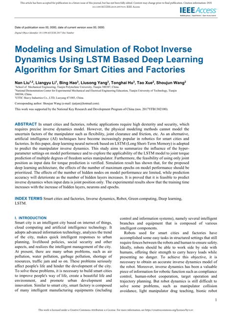 pdf modeling and simulation of robot inverse dynamics using lstm