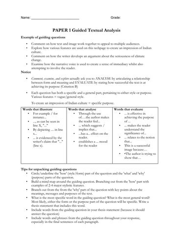 Guided Textual Analysis Teaching Resources