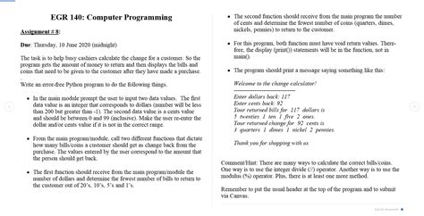 Solved Egr 140 Computer Programming • The Second Function