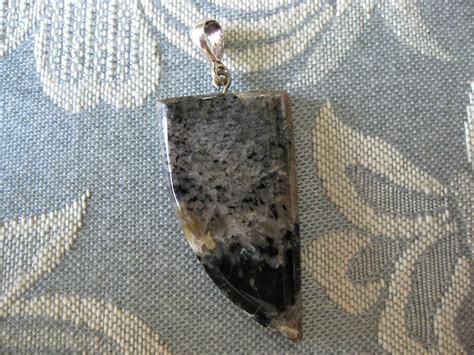 Freeform Agatized Jasper 40x25mm With Sterling Silver Bail Chain