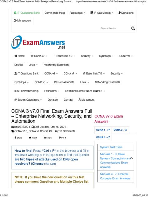 ccna 3 v7 0 final exam answers full enterprise networking security and automation pdf