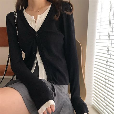 캣스트릿 무료배송 페이크레이어드 더블가디건 스트라이프 레드 오렌지 블랙 형광그린