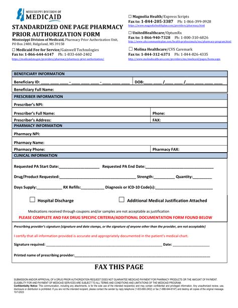 Mississippi Universal Prior Authorization Request Fill Out Sign Online And Download Pdf