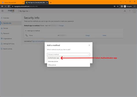 M365 Setup Secondary Two Factor Authentication Method Using Microsoft Authenticator Matrix 7
