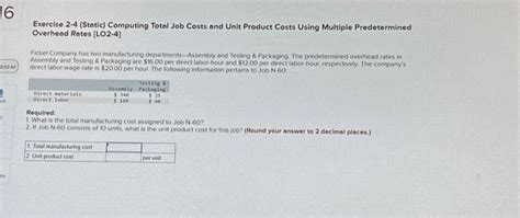 Solved Exercise 2 4 Static Computing Total Job Costs And
