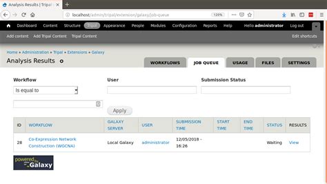 Monitoring Usage Tripal Galaxy X X Documentation