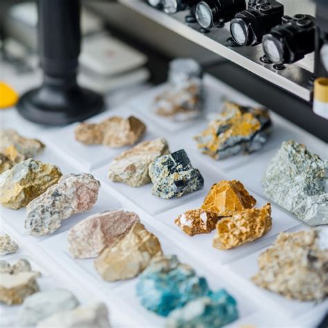 A Closeup Of Mineral Samples And Geological Analysis In A Lab Setting Premium Ai Generated Image