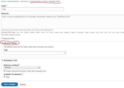 tags section has different view in different content types in drupal 8