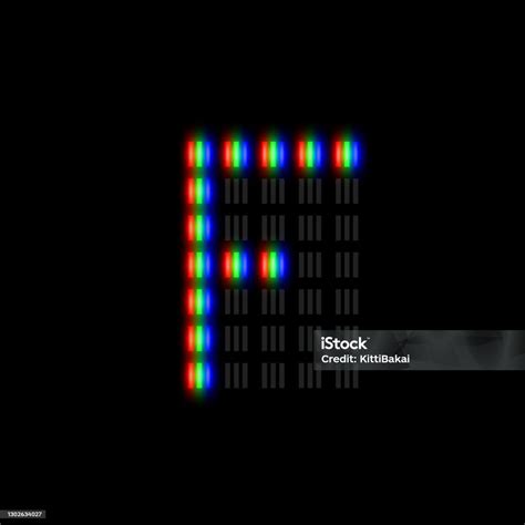 광채 빨간색 녹색파란색 픽셀 벡터 일러스트와 Rgb 픽셀 글꼴 문자 0명에 대한 스톡 벡터 아트 및 기타 이미지 0명 3