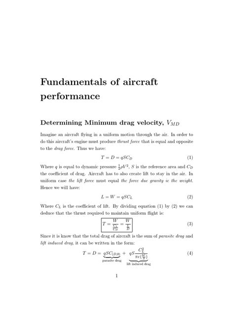 Minimum Drag Velocity Explained Pdf Drag Physics Lift Force
