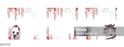 할로윈 프레임 세트입니다 유령 마녀 핏자국 수채화 손으로 그린 그림 고립 0명에 대한 스톡 벡터 아트 및 기타 이미지 0명 공포 무서움 공휴일 Istock
