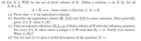 solved 9 let x cp n be the set of finite subsets of n