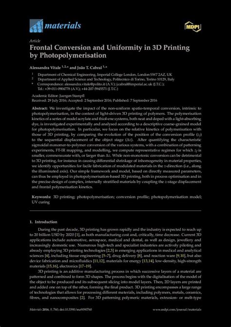 pdf frontal conversion and uniformity in 3d printing by