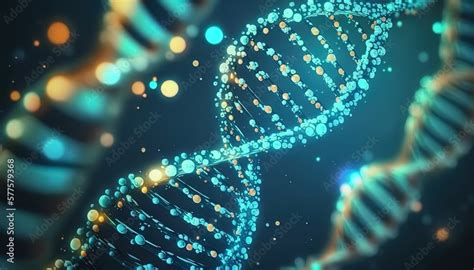 Digital Dna Concept Macro View Under Microscope Helix Background Created With Generative Ai